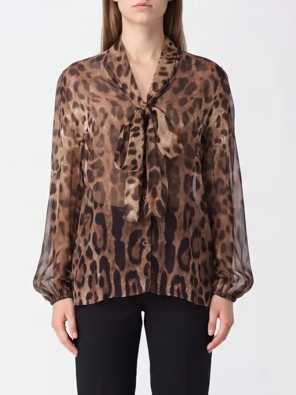 Dolce & Gabbana Animal-print Silk Shirt With Pussy-bow Collar