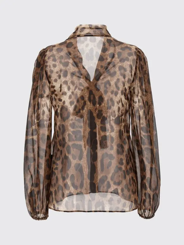 Dolce & Gabbana Animal-print Silk Shirt With Pussy-bow Collar