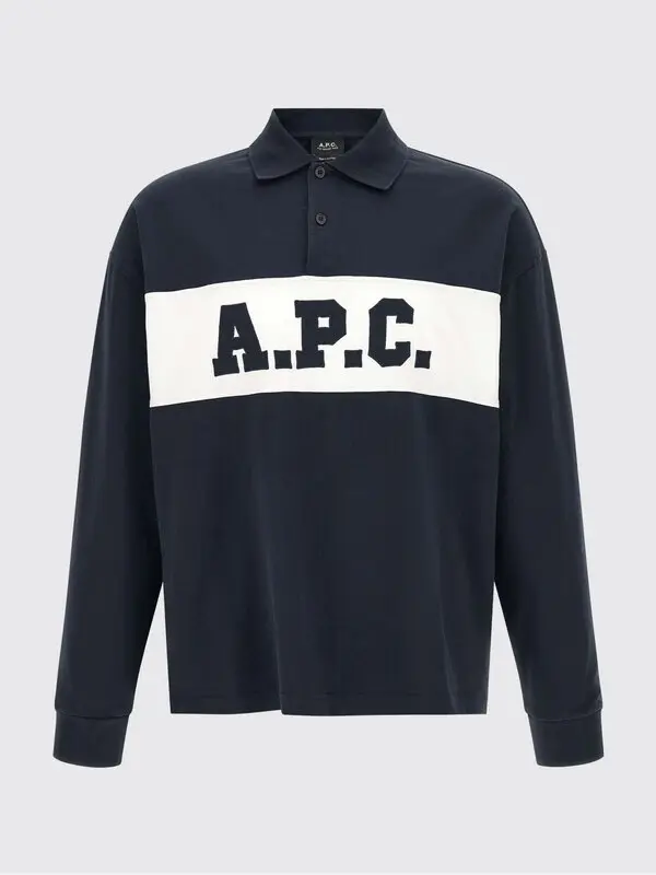 A.p.c. Long-sleeved Cotton Polo Shirt With Contrast Logo