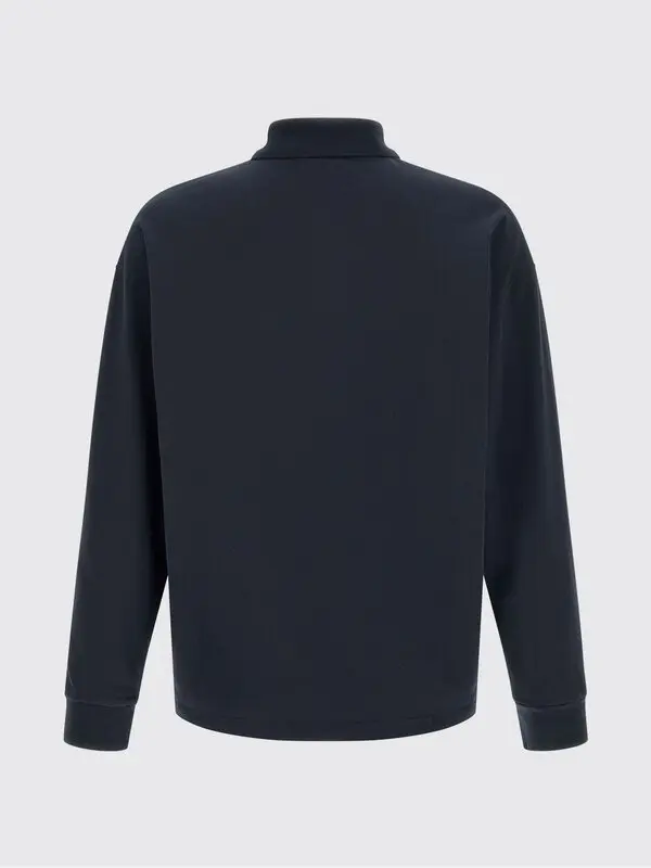 A.p.c. Long-sleeved Cotton Polo Shirt With Contrast Logo