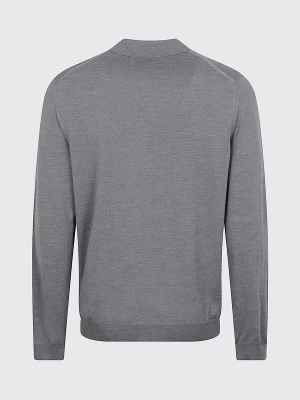 ZANONE Long-sleeved Knit Wool Polo With Three-button Placket - Grey