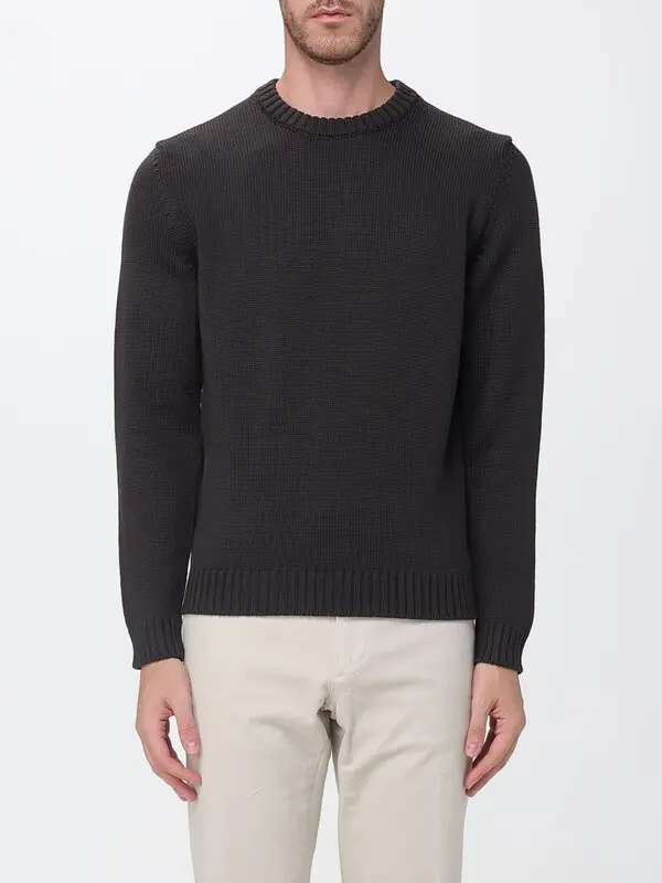 ZANONE Slim Fit Crewneck Sweater In Pure Virgin Wool - Ebony