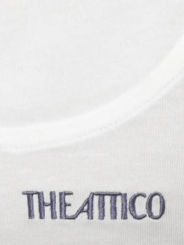 Attico Cropped Corset-style Cotton T-shirt With Embroidered Logo