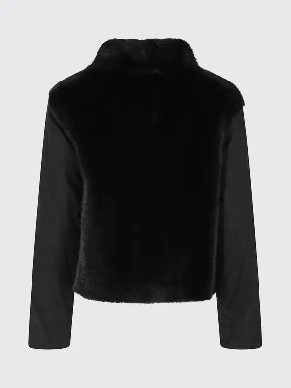 Herno High Neck Faux Fur Jacket With Concealed Closure - Black