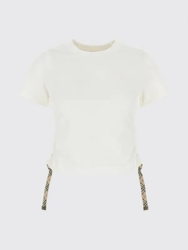 Burberry Checked Detail T-shirt - White