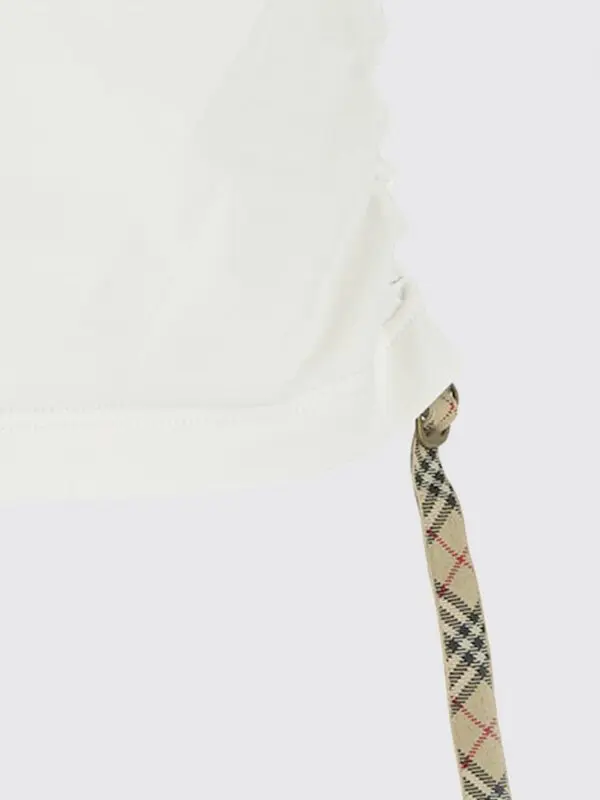Burberry Checked Detail T-shirt - White