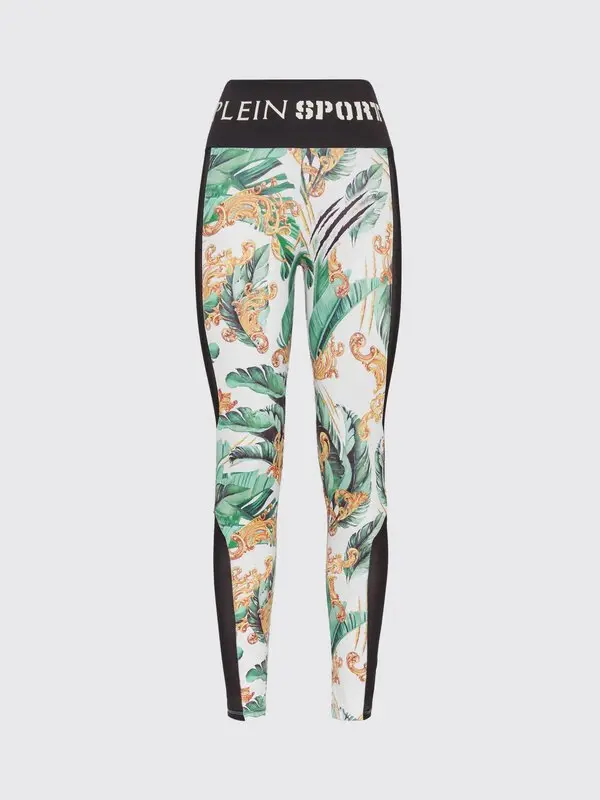PLEIN SPORT High-waisted Tech Fabric Sports Leggings With Graphic Print