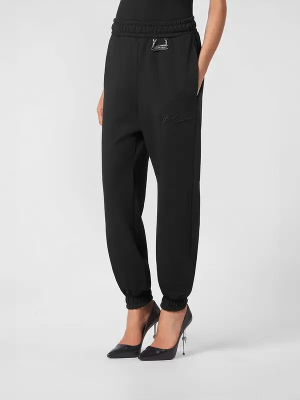 Philipp Plein Jersey Jogging Pants With Elasticated Waist And Cuffs - Black