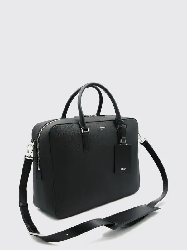 TOM FORD Leather Briefcase With Double Handle And Removable Shoulder Strap