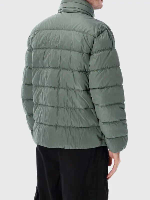 C.P. COMPANY Quilted Nylon Short Puffer Jacket With High Neck And Logo - Grey