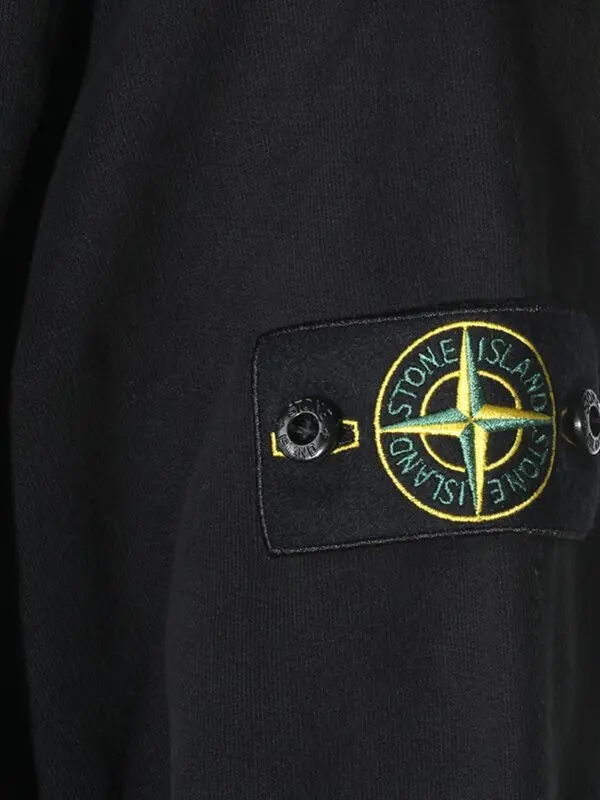 Stone Island Half-zip Cotton Turtleneck Sweatshirt With Compass Logo Patch - Black