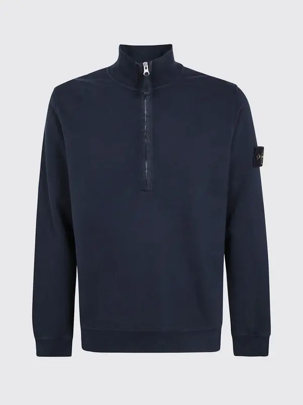 Stone Island Half-zip Cotton Turtleneck Sweatshirt With Compass Logo Patch - Green
