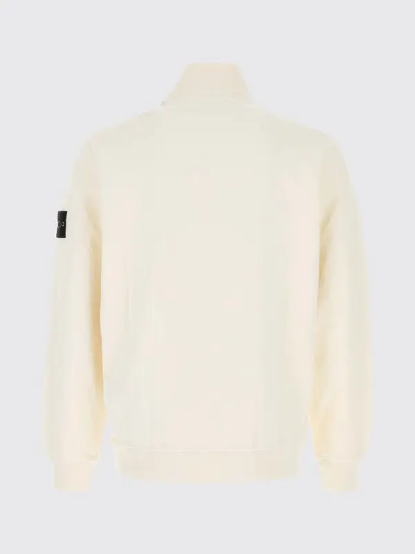 Stone Island Half-zip Cotton Turtleneck Sweatshirt With Compass Logo Patch - White