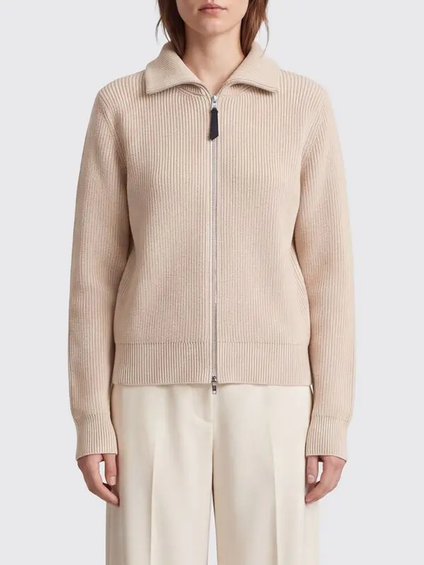MAISON MARGIELA Zip-up Turtleneck Cardigan In Wool And Cotton Knit - Ecru