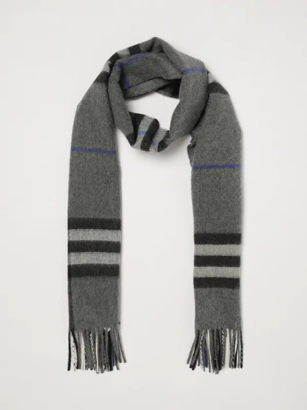 Burberry Classic Check Scarf In Pure Cashmere With Fringed Edges
