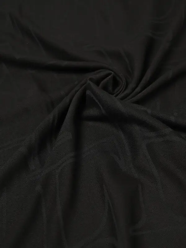 Elisabetta Franchi Modal And Viscose Scarf With Jacquard Logo And Fringed Edges - Black