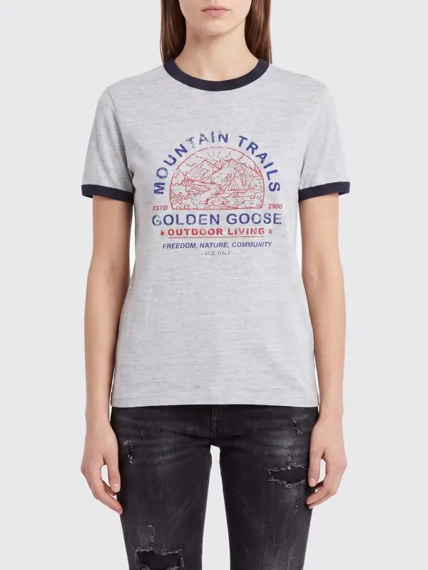 GOLDEN GOOSE Slim Fit Cotton T-shirt With Graphic Logo Print