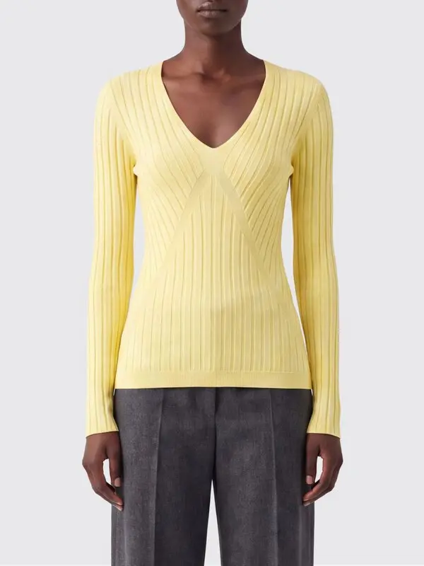 JIL SANDER Slim Fit Ribbed V-neck Sweater In Cashmere And Silk - Lime
