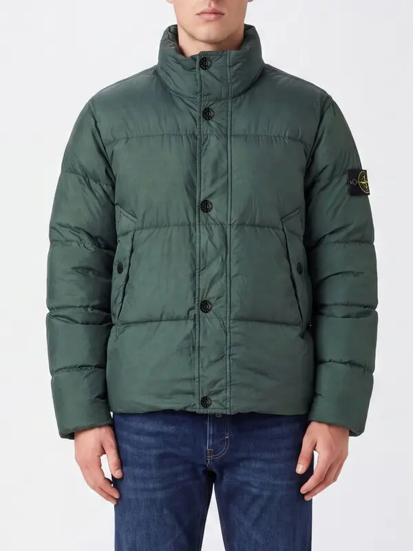 Stone Island Short Quilted Water-repellent Nylon Down Jacket - Olive