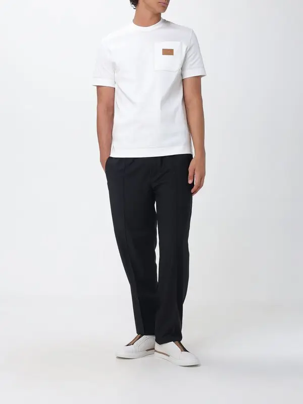 Fendi Cotton T-shirt With Patch Pocket And Applied Logo