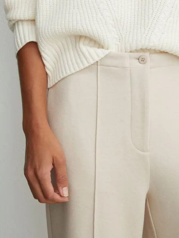 REISS Lyocell-wool Wide-leg Joggers - Ivory