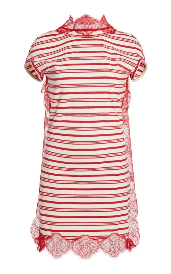 Christopher Esber Lace-trimmed Cotton Mini Dress