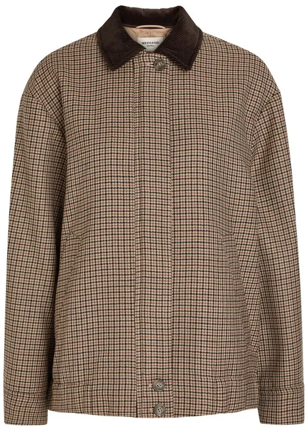 Max Mara Houndstooth Wool Jacket - Brown