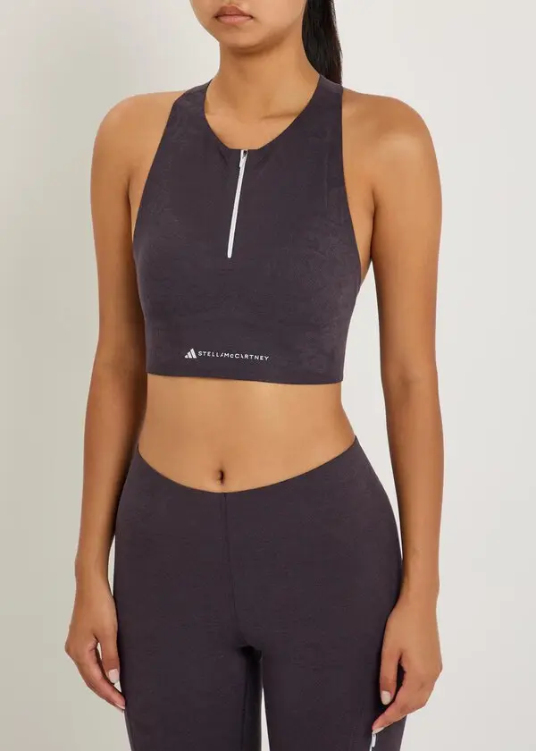 Stella McCartney X Adidas Floral Logo Print Cropped Knit Top