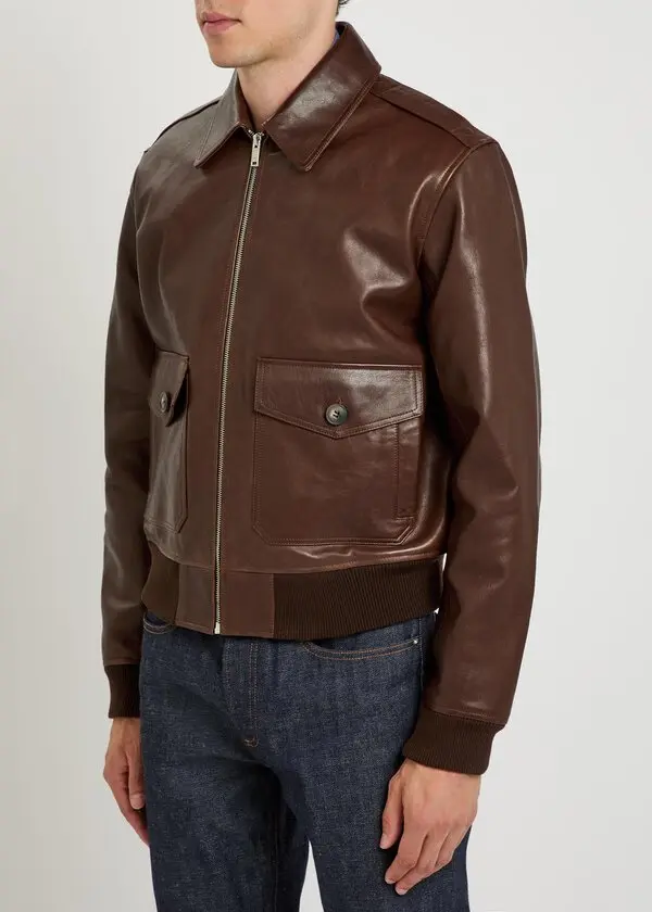 A.p.c. Leather Bomber Jacket