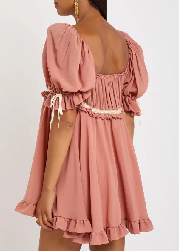 Chloé Gathered Silk-georgette Mini Dress