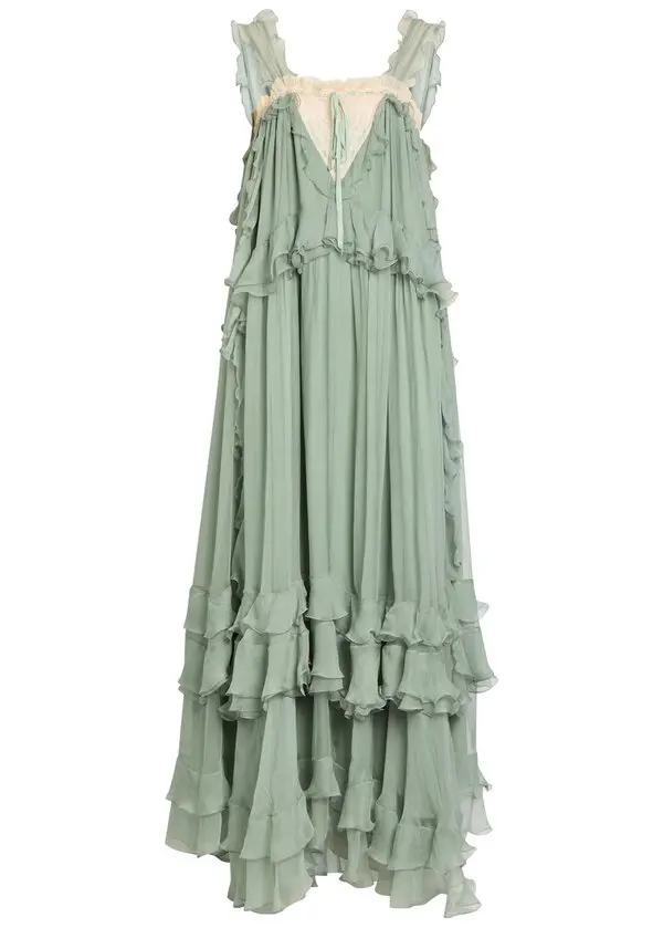 Chloé Ruffled Silk Georgette Maxi Dress