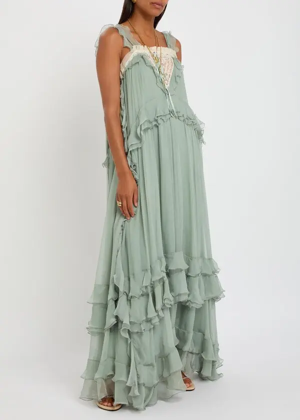 Chloé Ruffled Silk Georgette Maxi Dress