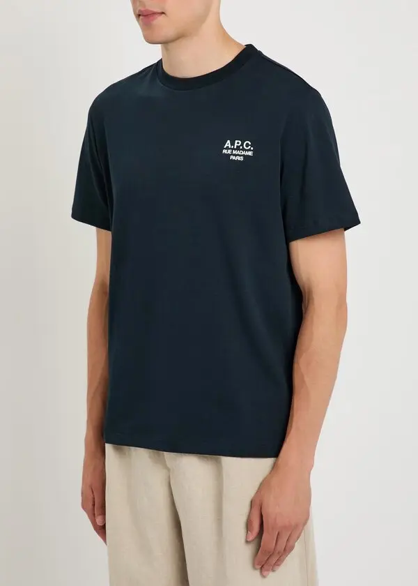 A.p.c. Rue Madame Logo-embroidered Cotton T-shirt - Navy