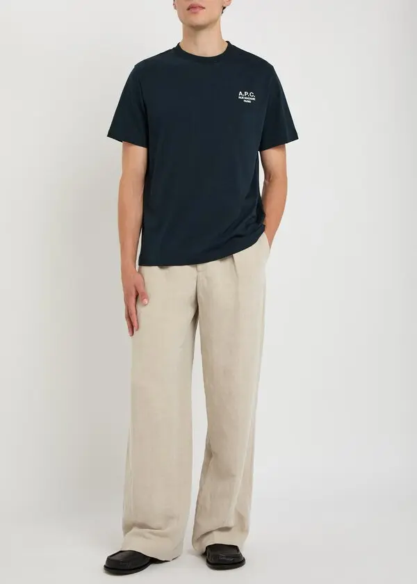 A.p.c. Rue Madame Logo-embroidered Cotton T-shirt - Navy