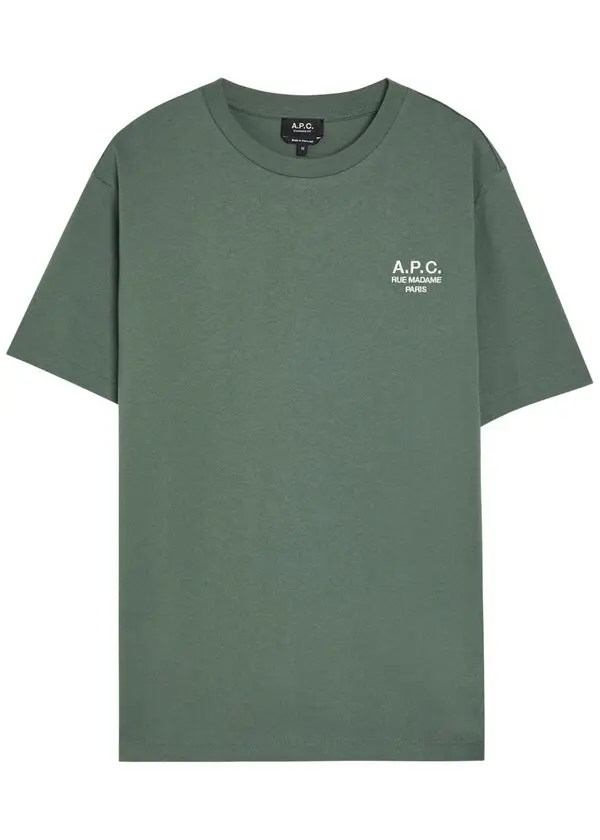 A.p.c. Rue Madame Logo-embroidered Cotton T-shirt - Green