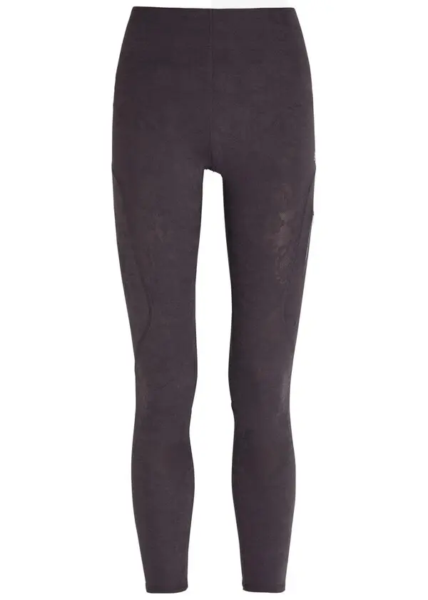 Stella McCartney Adidas X Floral Stretch-knit Running Leggings - Black