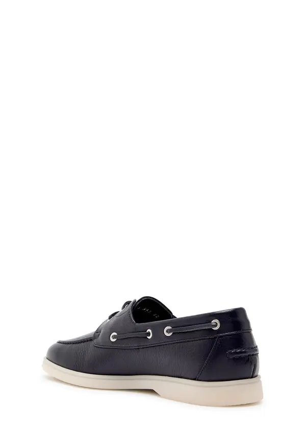 AURELIEN Boat Grained Leather Loafers