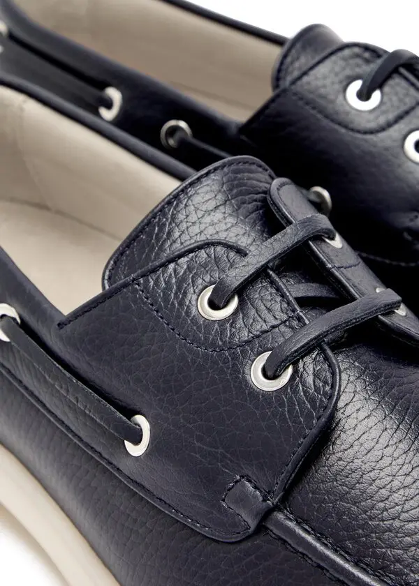 AURELIEN Boat Grained Leather Loafers