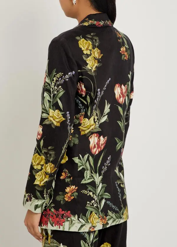 Alice + Olivia Denny Floral-print Linen-blend Blazer