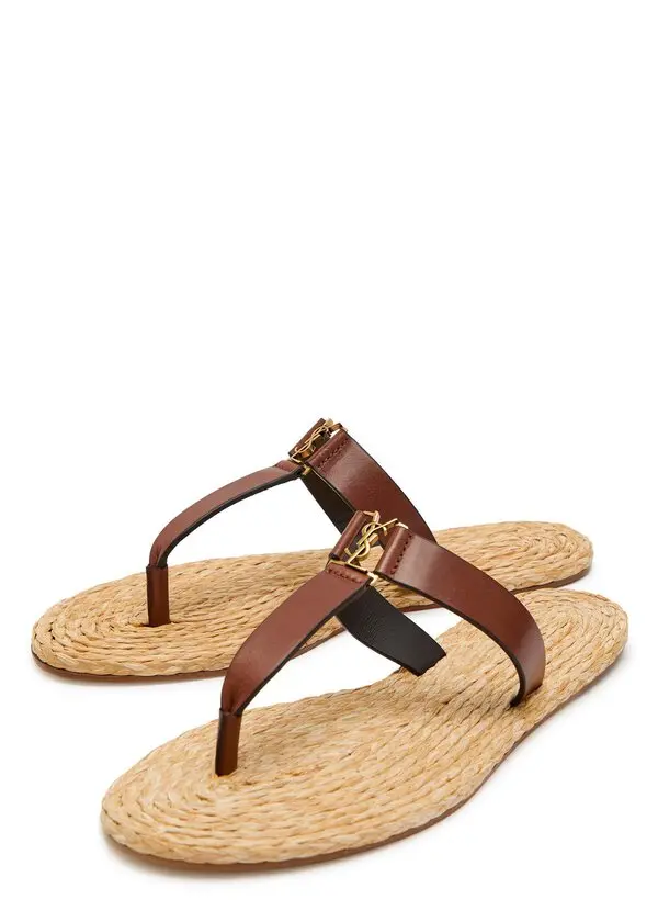 Saint Laurent Babylone Raffia And Leather Sandals