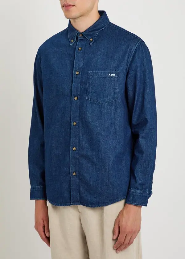 A.p.c. New Greg Embroidered Denim Shirt