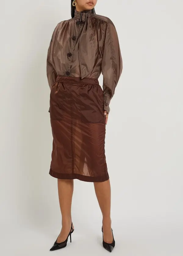 Saint Laurent Nylon Midi Skirt