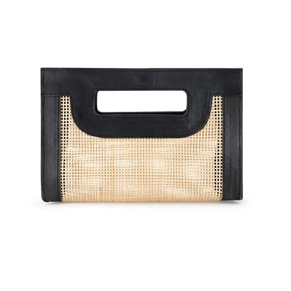 OHSUN Naomi Mesh Rattan & Leather Handbag - Black