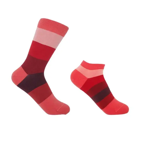 PEPER HAROW - MADE IN ENGLAND Block Stripe Fire Luxury Crew & Trainer ’s Socks Bundle