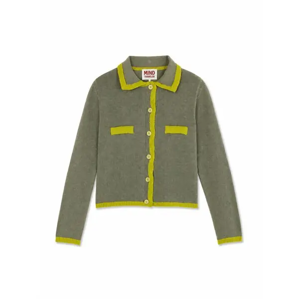 Mind Traveler Pistachio Trim Knit Cardigan