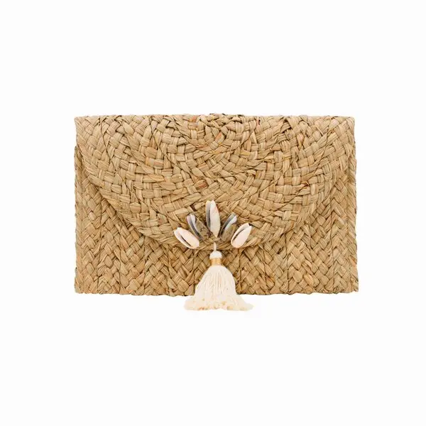 OHSUN Neutrals Amara Shell & Straw Clutch