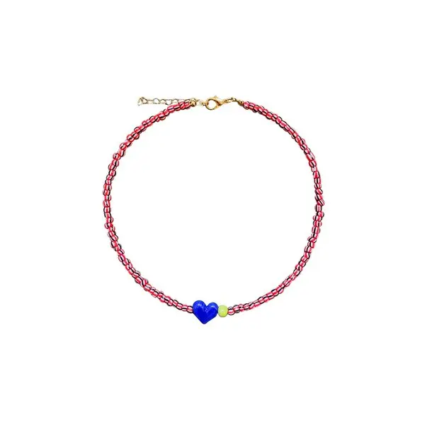 DESERT LOBBY Beaded Necklace With Murano Glass Heart