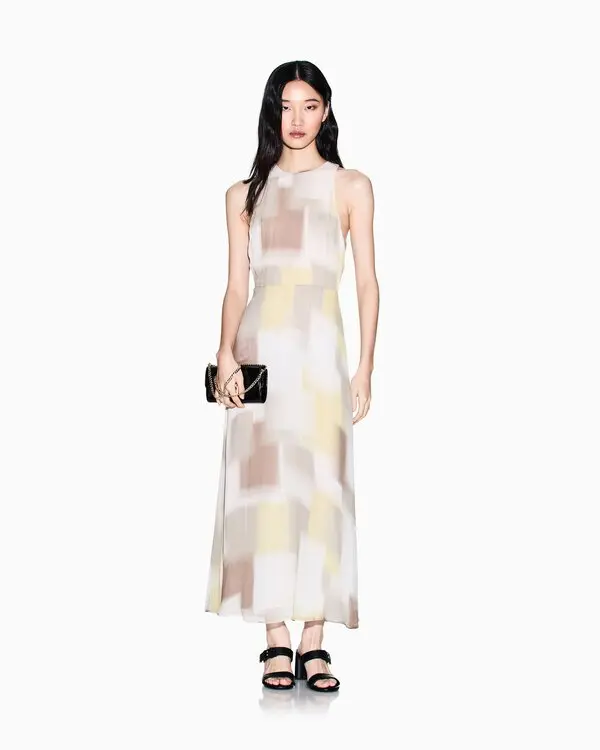 Armani Exchange Midi Dress With Allover Abstract Print