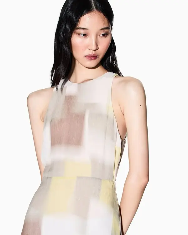 Armani Exchange Midi Dress With Allover Abstract Print