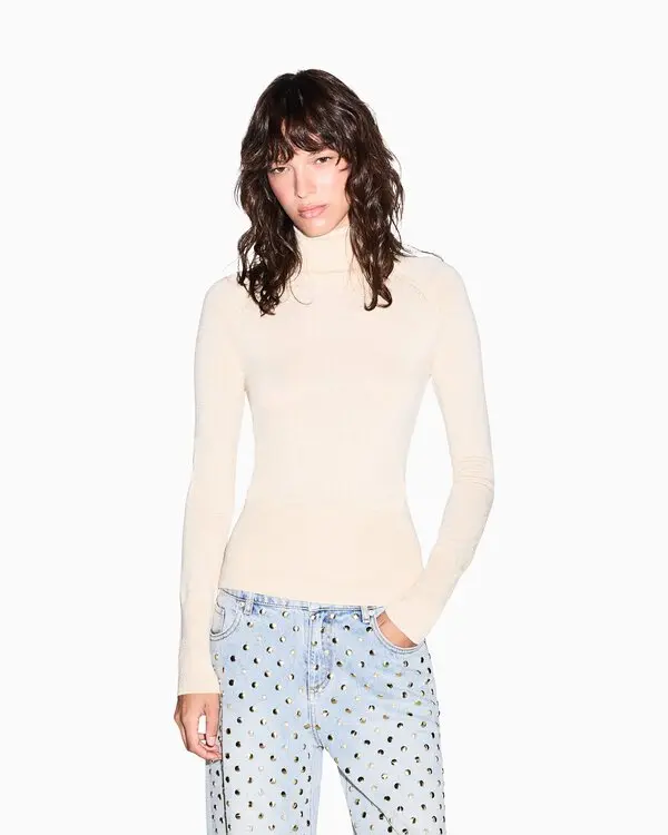 Armani Exchange Regular Fit Pullover In Recycled Viscose And Metallic Fiber